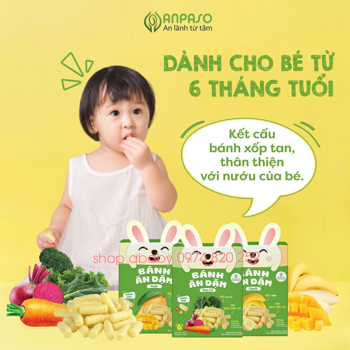 Bánh Anpaso (6m+) | Bánh ăn dặm,kẹo