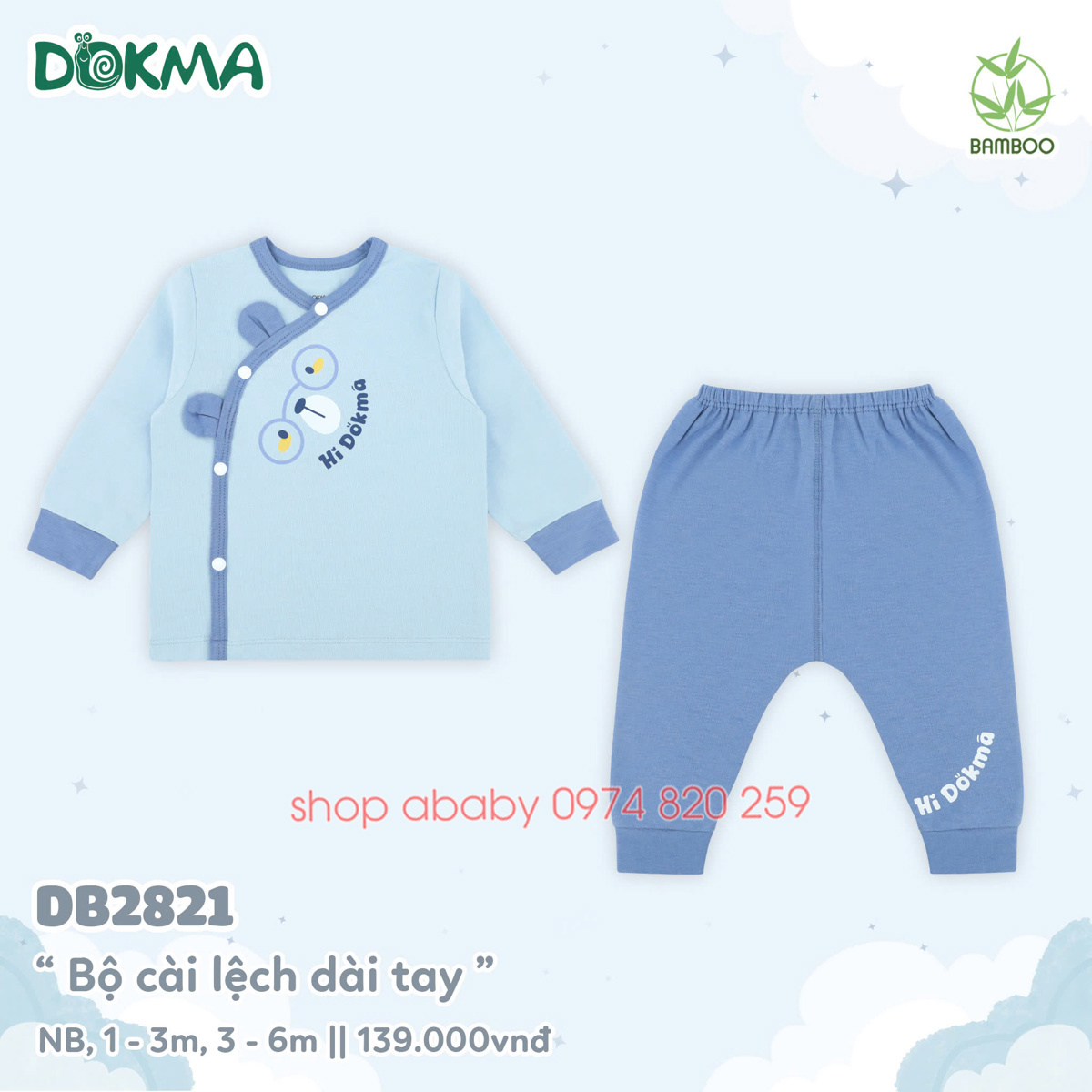 Bộ dài tay cài lệch Dokma DB2821 | shop ababy - Cửa hàng cho mẹ và bé.
