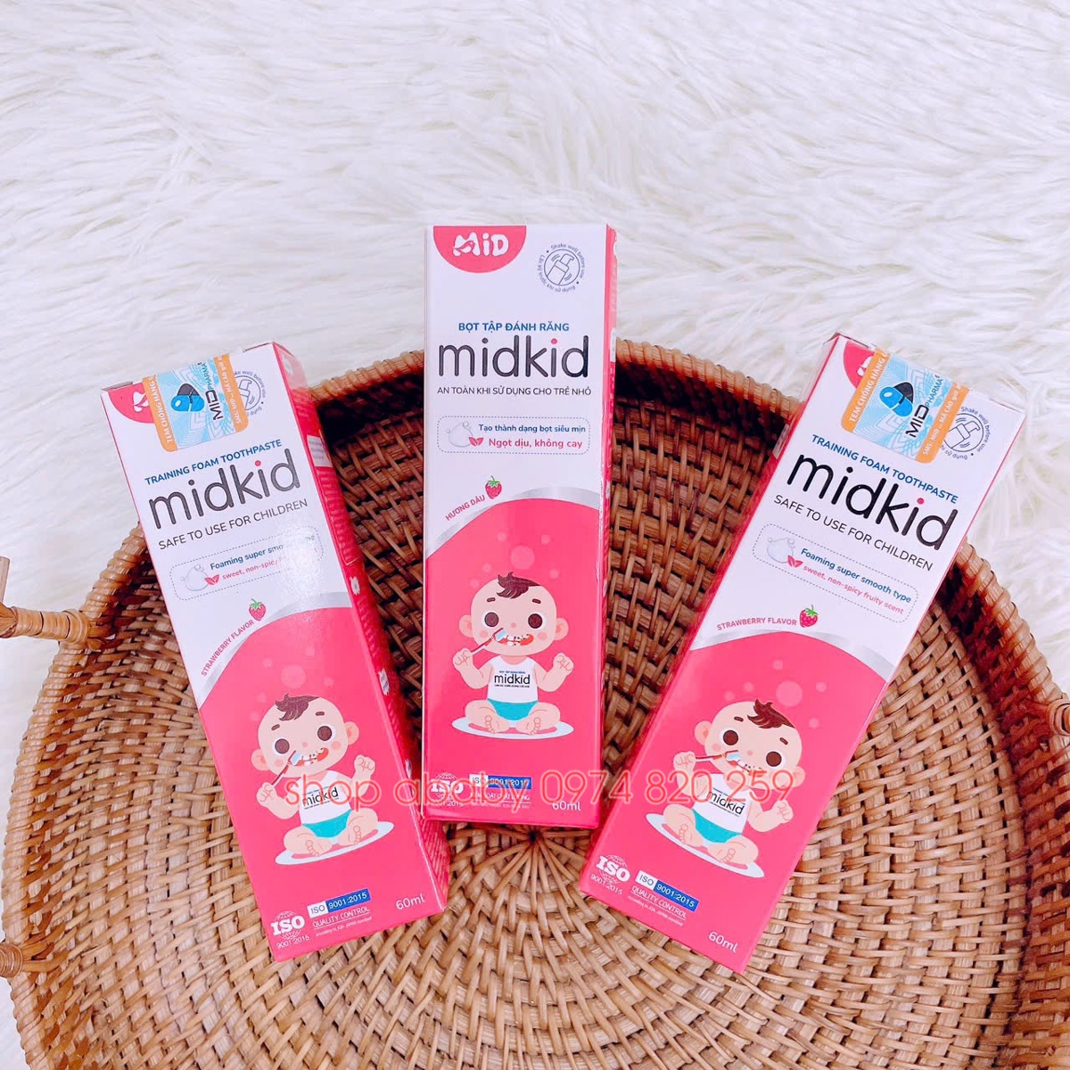 Bọt tập đánh răng Midkid hương dâu 60ml (1y+) | Bàn chải, kem đánh răng