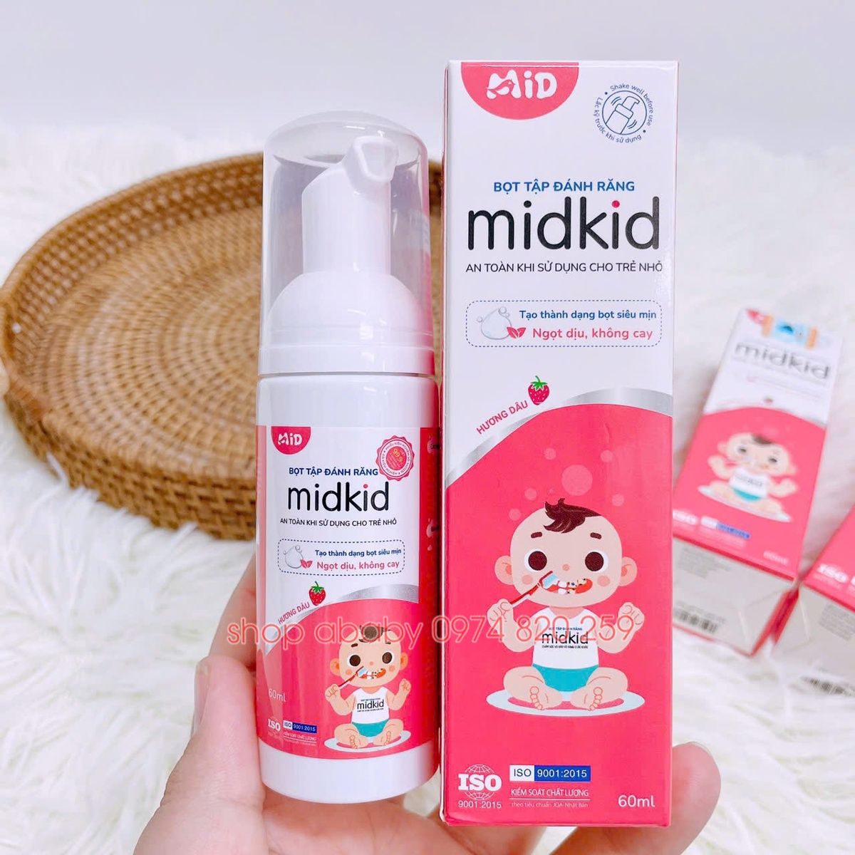 Bọt tập đánh răng Midkid hương dâu 60ml (1y+) | Bàn chải, kem đánh răng