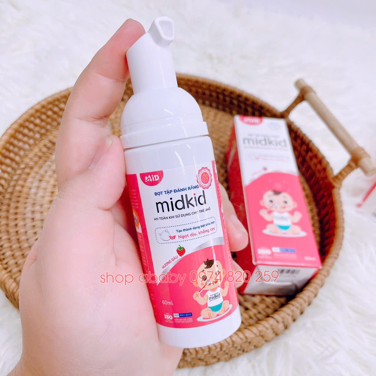 Bọt tập đánh răng Midkid hương dâu 60ml (1y+) | Bàn chải, kem đánh răng