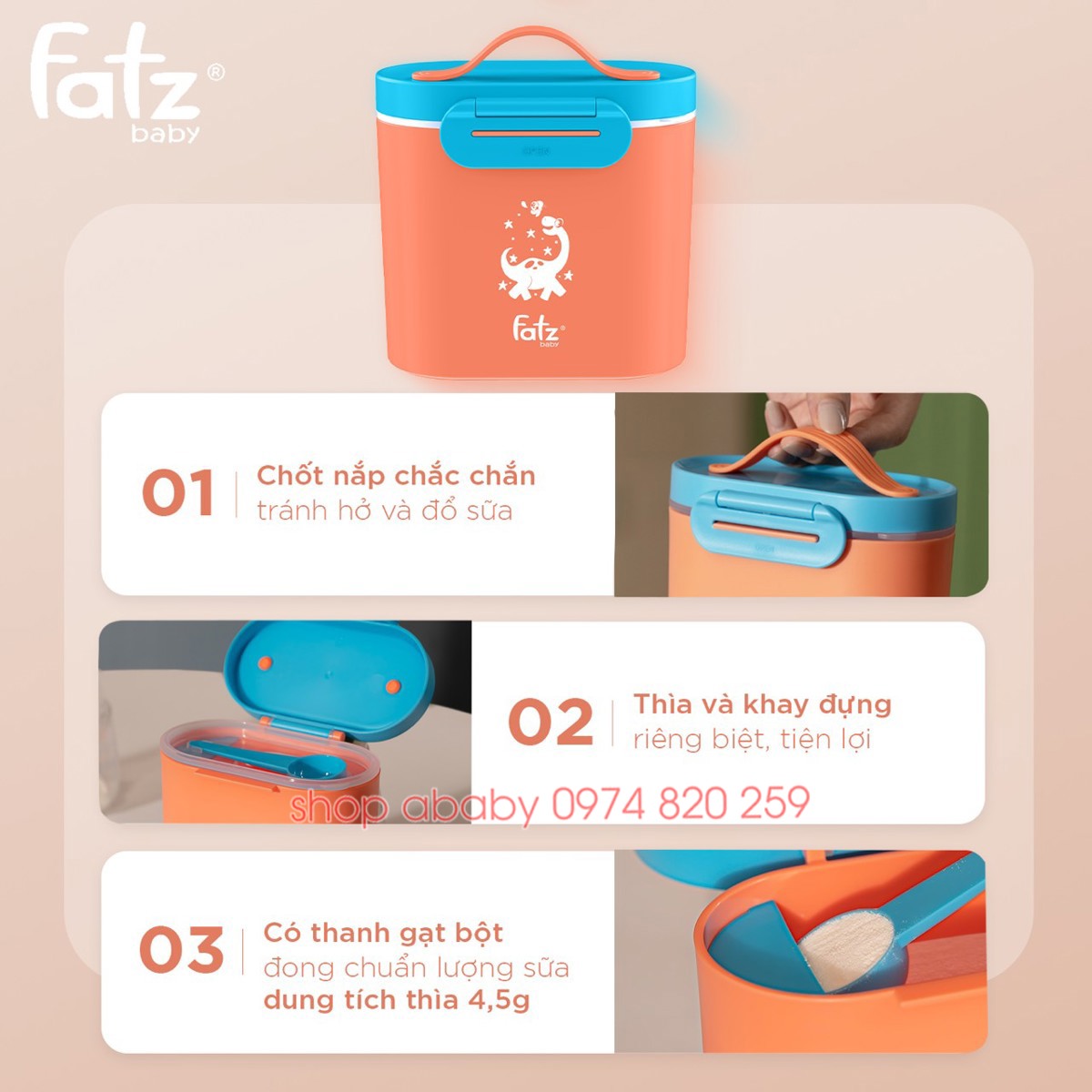 Hộp đựng sữa bột Fatz FB8201SS 600ml | shop ababy - Cửa hàng cho mẹ và bé.