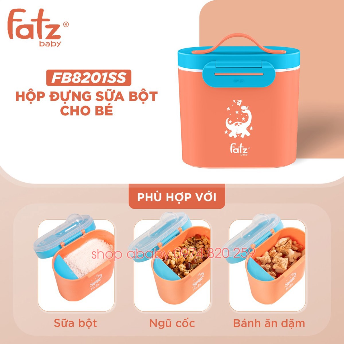 Hộp đựng sữa bột Fatz FB8201SS 600ml | shop ababy - Cửa hàng cho mẹ và bé.