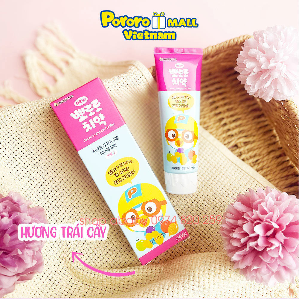 Kem đánh răng Pororo 90g (3y+) | Bàn chải, kem đánh răng