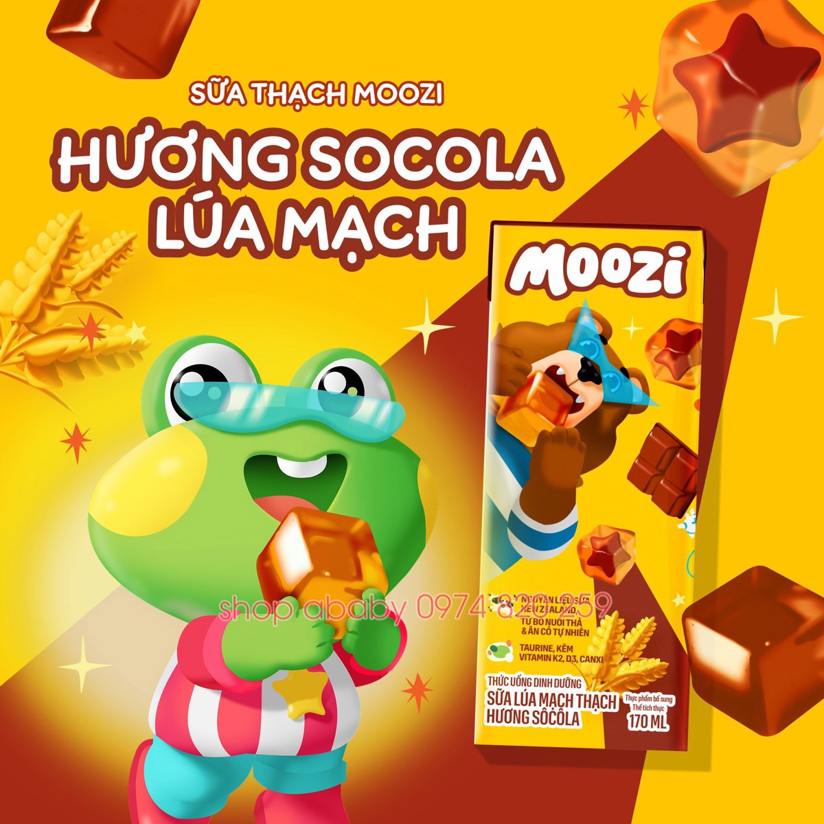 Lốc 4 hộp sữa thạch Moozi 170ml (3y+)(thùng 12 lốc 48 hộp) | Sữa nước