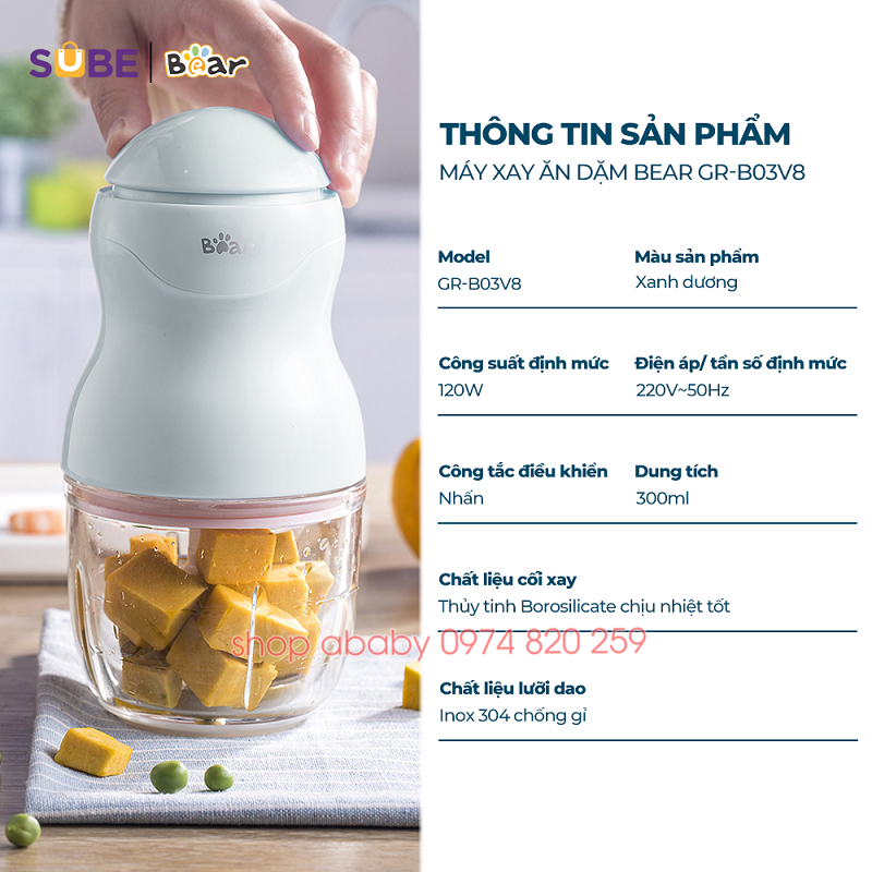 Máy xay 1 cối Bear 0.3L GR B03V8 | shop ababy - Cửa hàng cho mẹ và bé.
