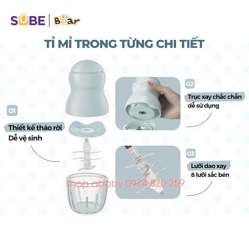 Máy xay 1 cối Bear 0.3L GR B03V8 | shop ababy - Cửa hàng cho mẹ và bé.