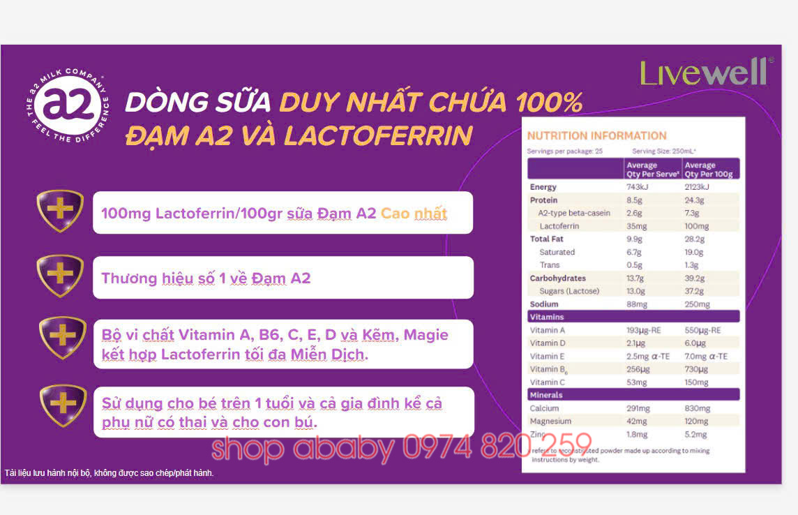 Sữa A2 Immune Lactoferrin 900g (1y+) | Sữa tiêu hóa, tăng miễn dịch