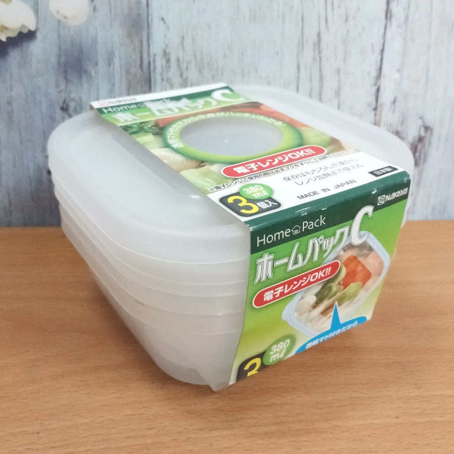 Set 3 hộp nhựa 380ml màu trắng Nakaya | Bình, hộp, khay chia sữa & thức ăn