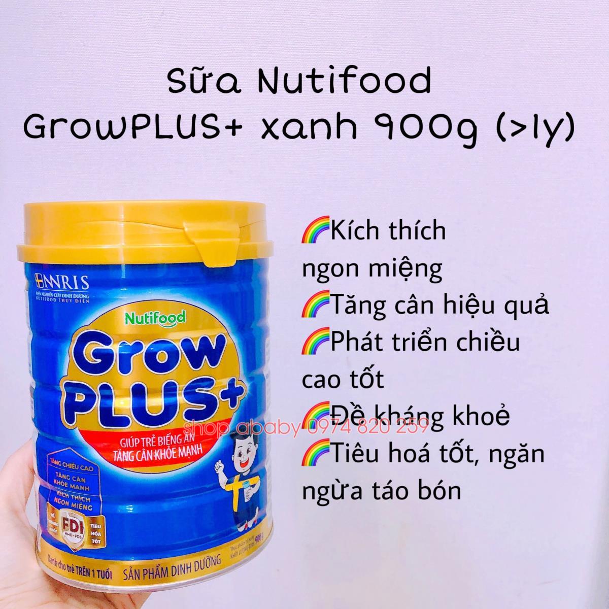 Sữa Nutifood GrowPLUS+ xanh 900g (>1y) | Sữa tiêu hóa, tăng miễn dịch