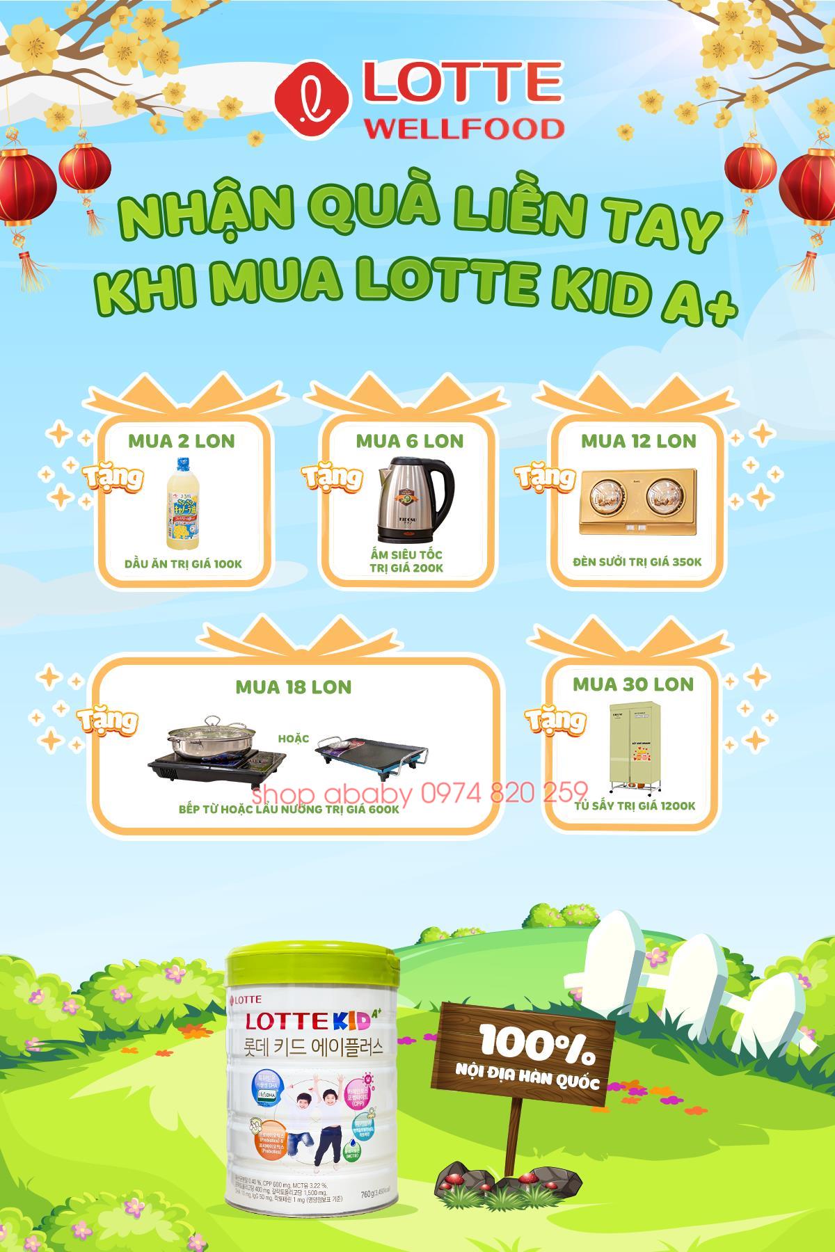 Sữa Lotte Kids A+ 760g (>1 tuổi) | Sữa tăng cân